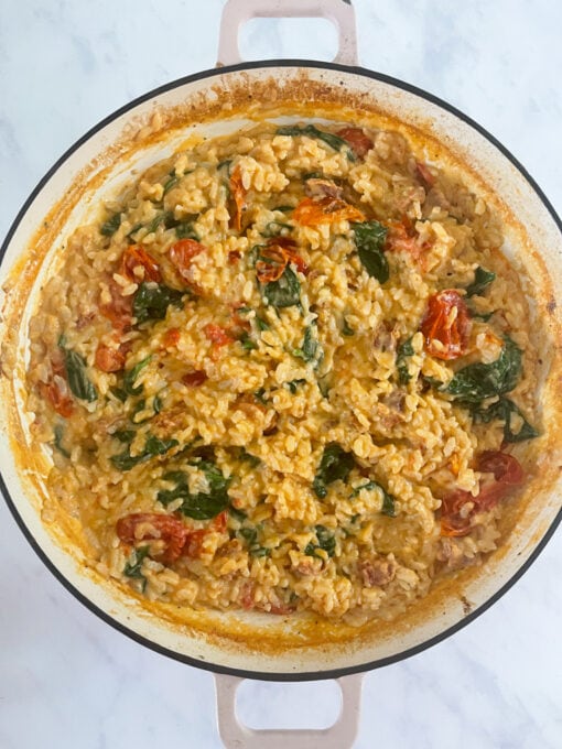 Baked Feta Chorizo & Spinach Risotto - My Fussy Eater | Easy Family Recipes